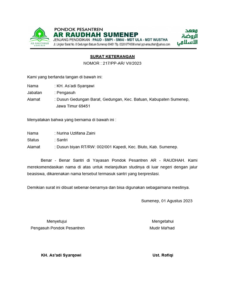 Rekomendasi Beasiswa Santri Pesantren | PDF