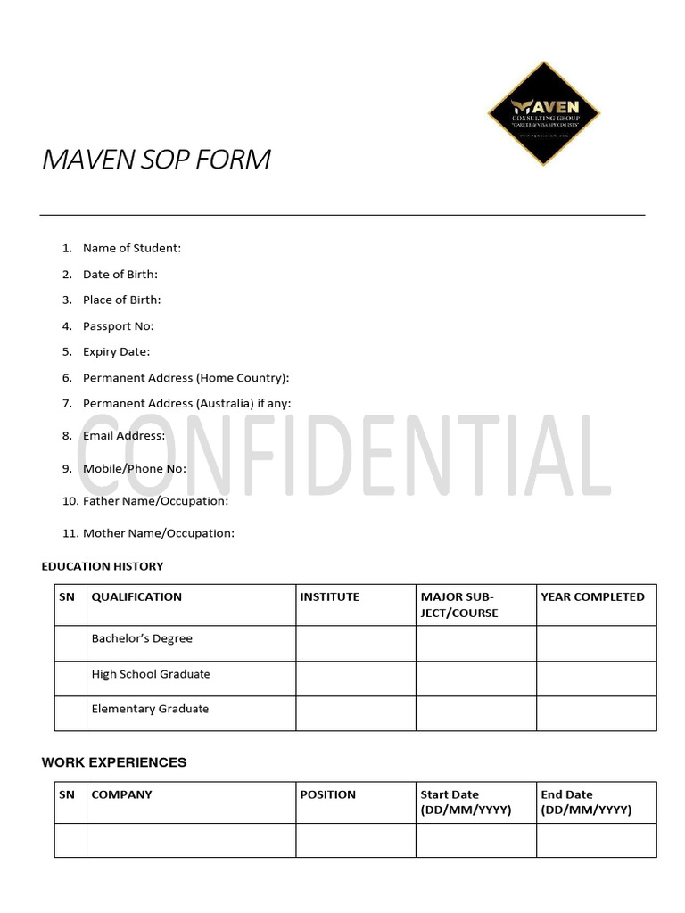 Maven Sop Form | Download Free PDF | Social Institutions | Family