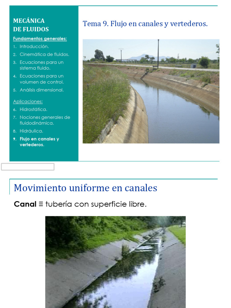 T9 Canales y Vertederos | PDF | Ciencias fisicas | Ingeniería mecánica