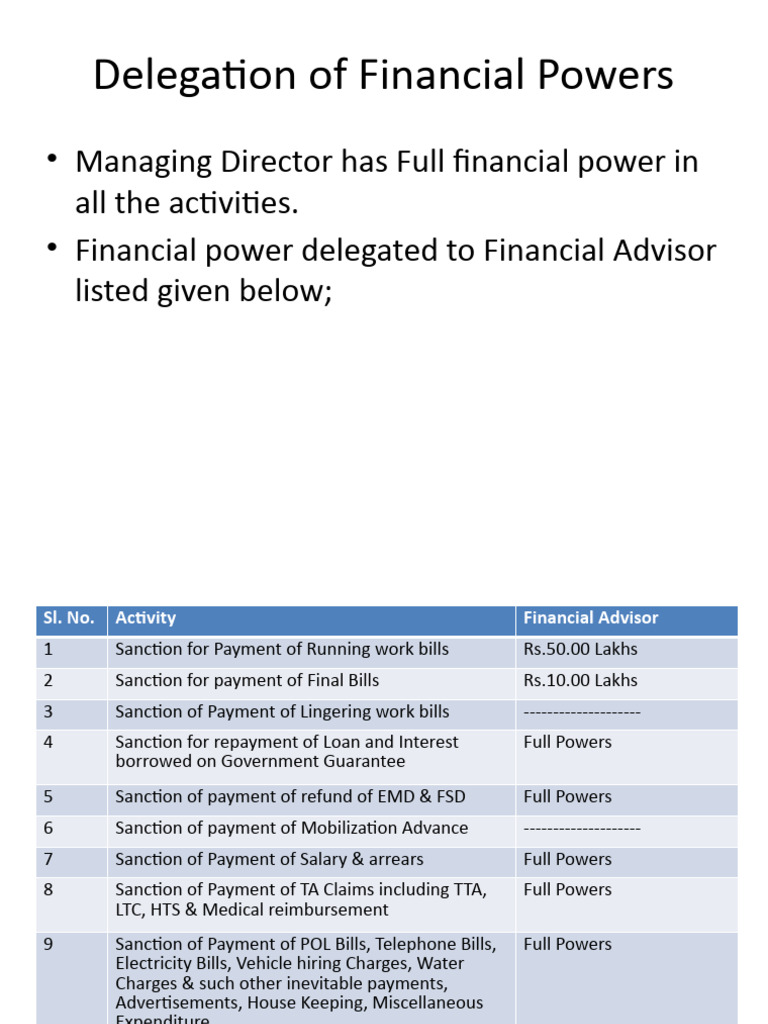 Delegation of Financial Powers | PDF | Payments | Money Delegation of Financial Powers | PDF | Payments | Money