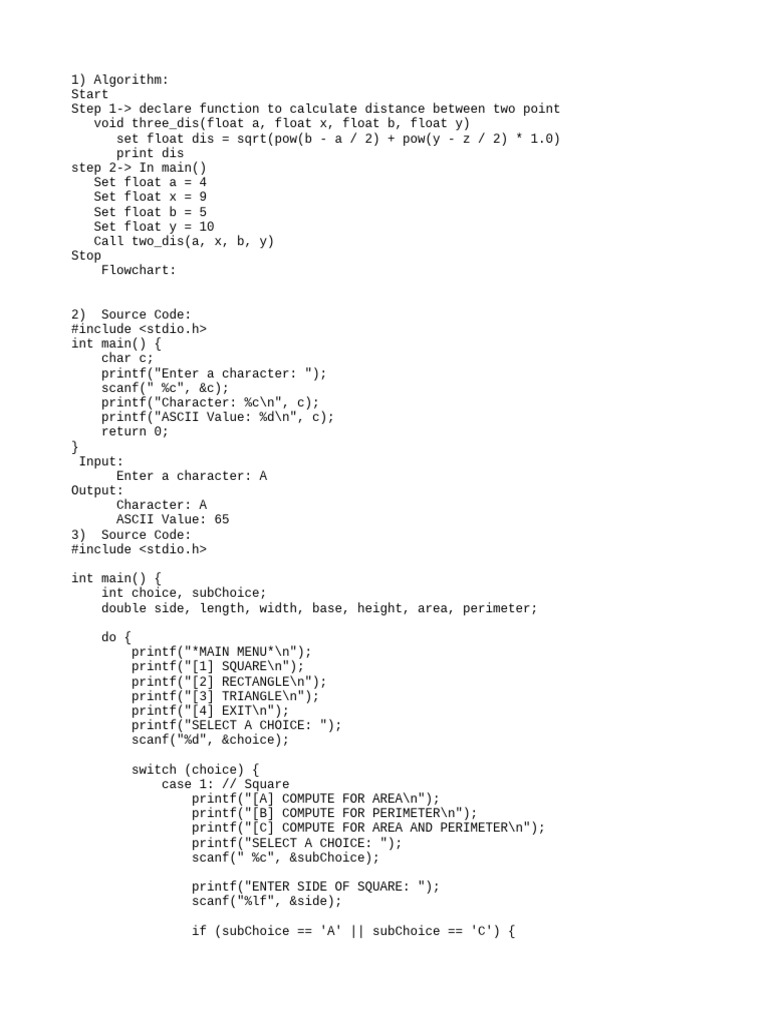 Algorithm | PDF | Area | Length