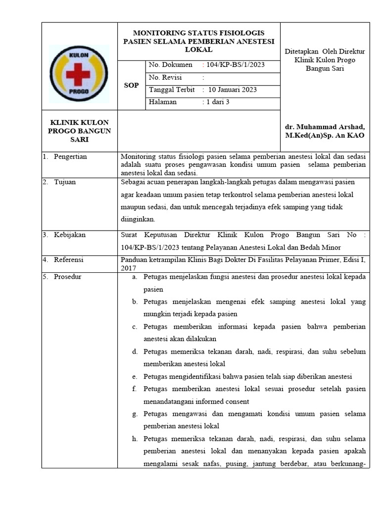 Sop Monitoring Status Fisiologis | PDF
