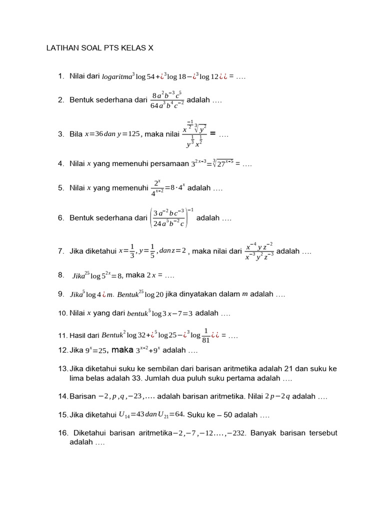Latihan SOAL PTS KELAS X 2023 2024 Ganjil | PDF