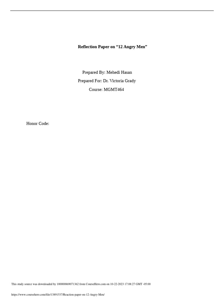 Reaction Paper On 12 Angry Men | PDF | Rationality | Bias