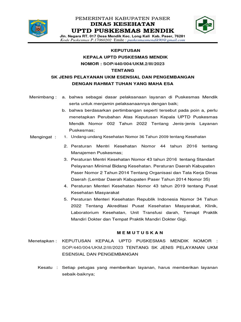 Jenis Layanan Ukm - 2023 PDF | PDF