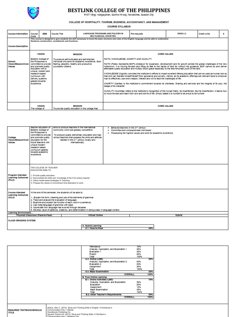 Em5 Syllabus | PDF | Teachers | Curriculum
