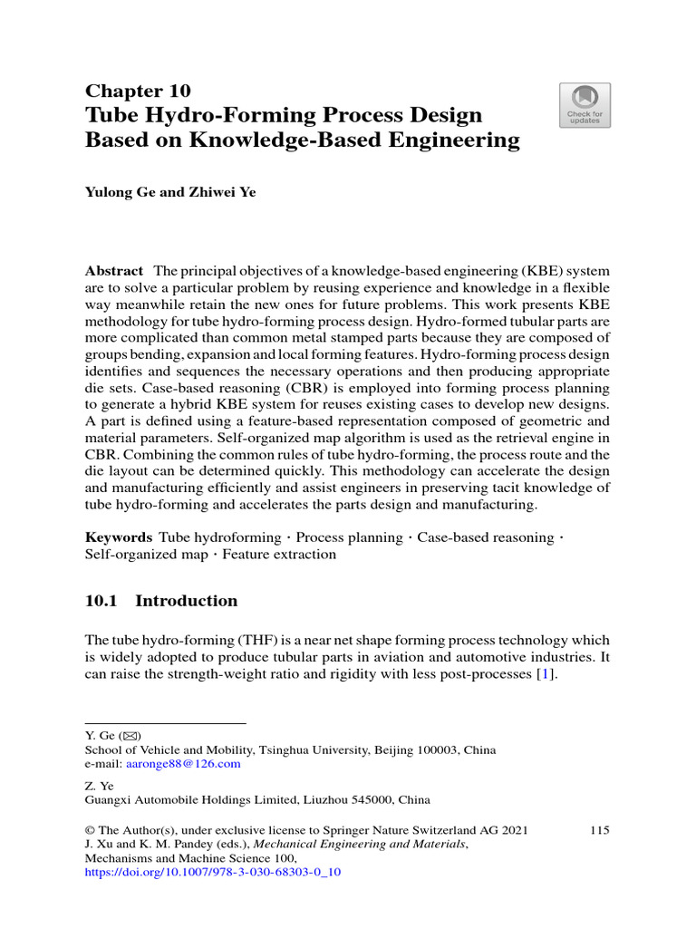 Tube Hydro-Forming Process Design Based On Knowledge-Based Engineering | PDF | Mathematics
