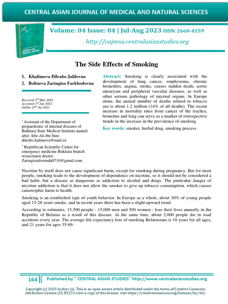 The Side Effects of Smoking | PDF | Smoking | Cigarette