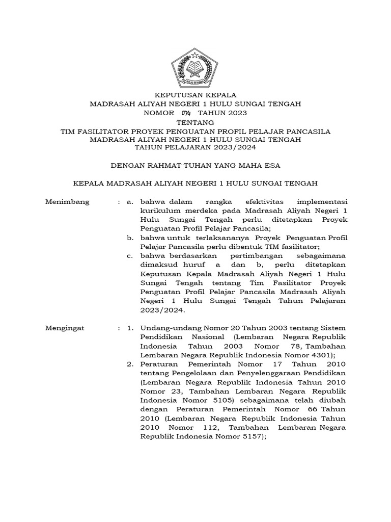 2023 - 074 - SK Tim Fasilitator p5 | PDF