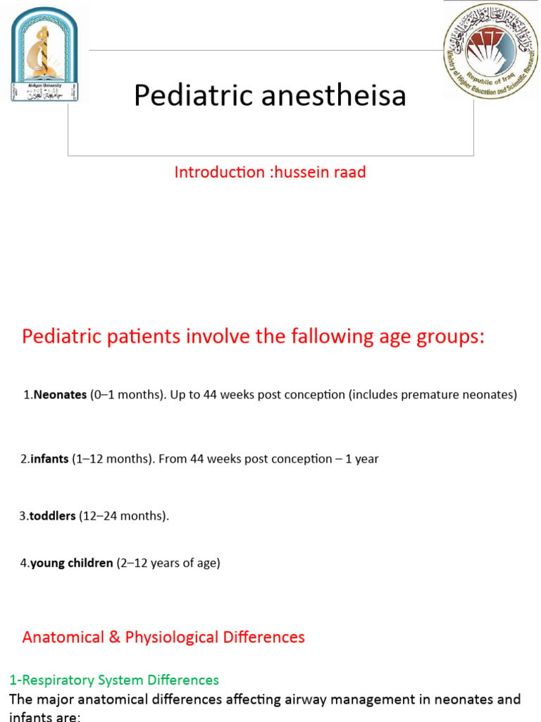 Pediatric Anesthesia: Key Considerations | PDF | Anesthesia ...