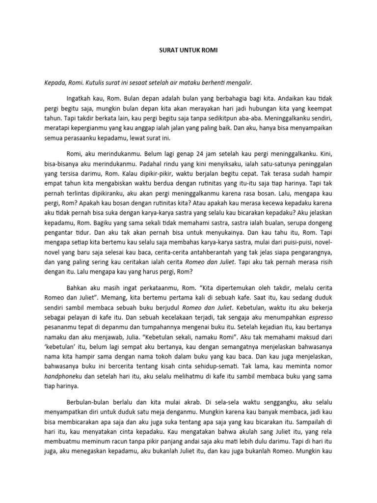 SURAT UNTUK ROMI Draft I | PDF