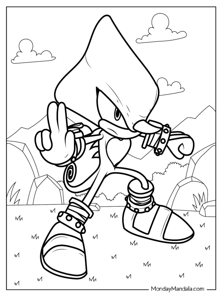 Espio the Chameleon Fighting Stance Coloring Page | PDF