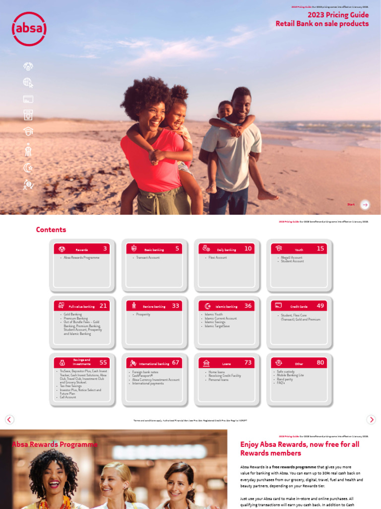 2023 Pricing Brochure ABSA | PDF | Credit Card | Debit Card