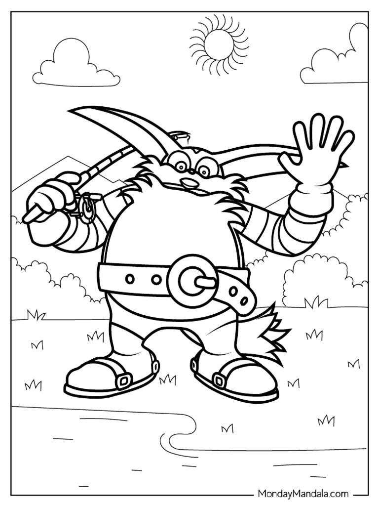 Big The Cat Waving Coloring in | PDF