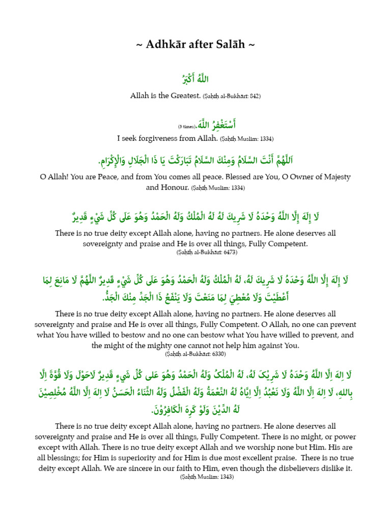 10 - ImNear - Adhkar and Duas After Salah | PDF | Allah | Religious Faiths