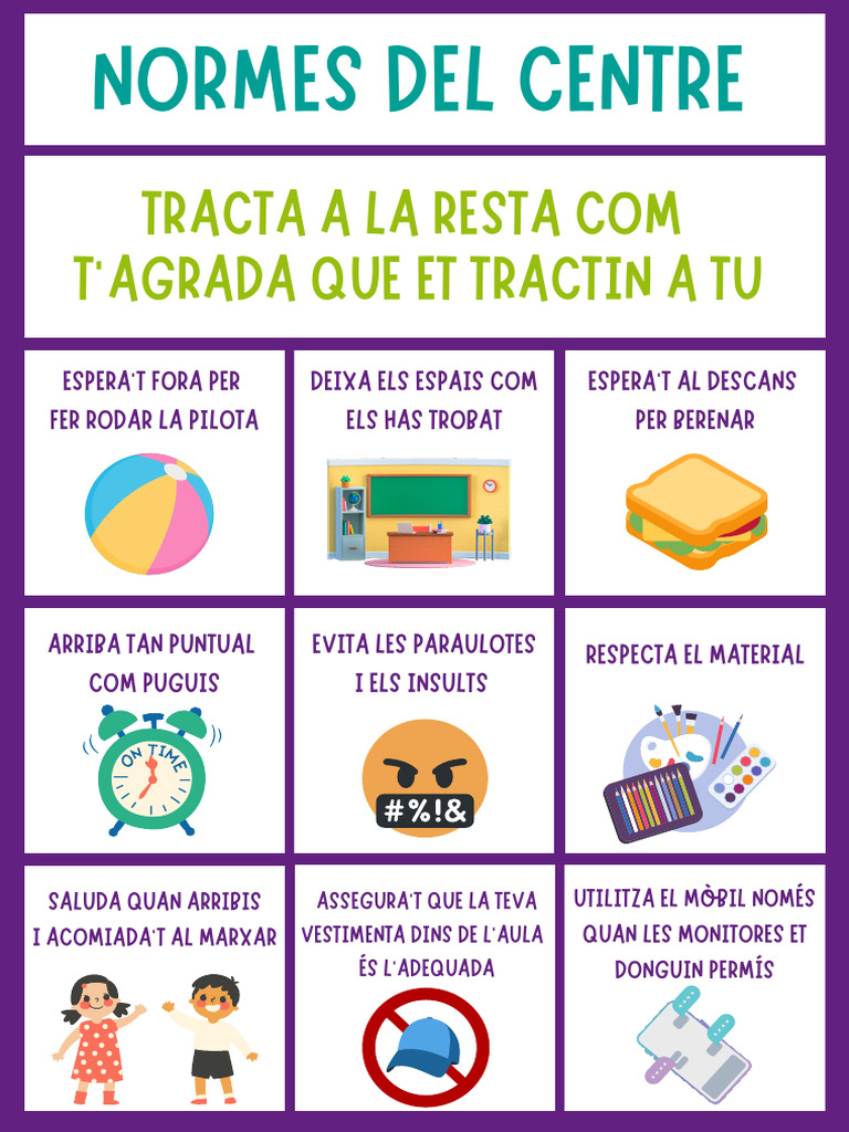 Poster Normas de Clase Infantil Dibujos Blanco | PDF