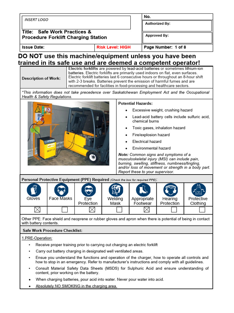 Forklift Charging Station Safety Guidelines | PDF | Rechargeable ...
