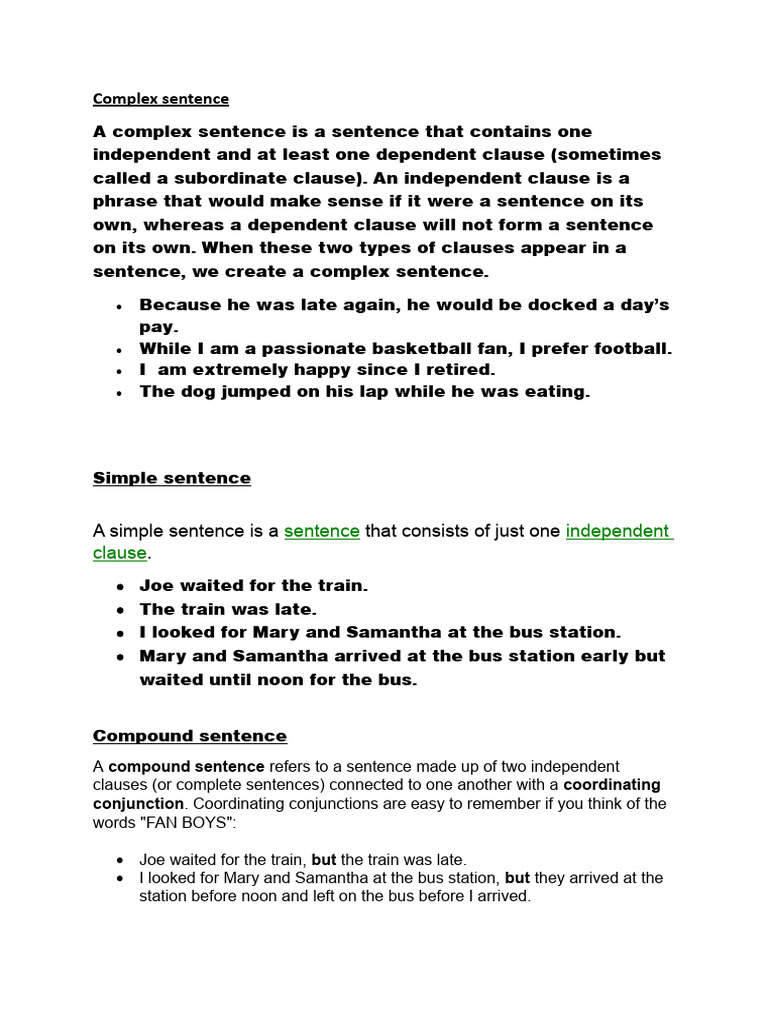 Understanding Complex Sentences Explained | PDF
