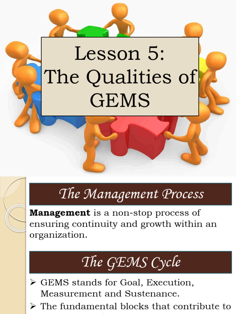 OM Lesson 5 The Qualities of GEMS | PDF | Goal | Employment