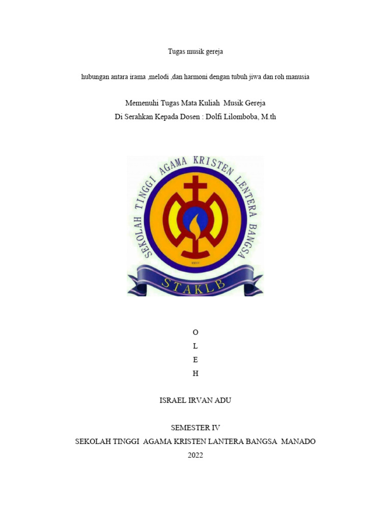 MUSIK GEREJA Tubuh Jiwa Dan Roh | PDF