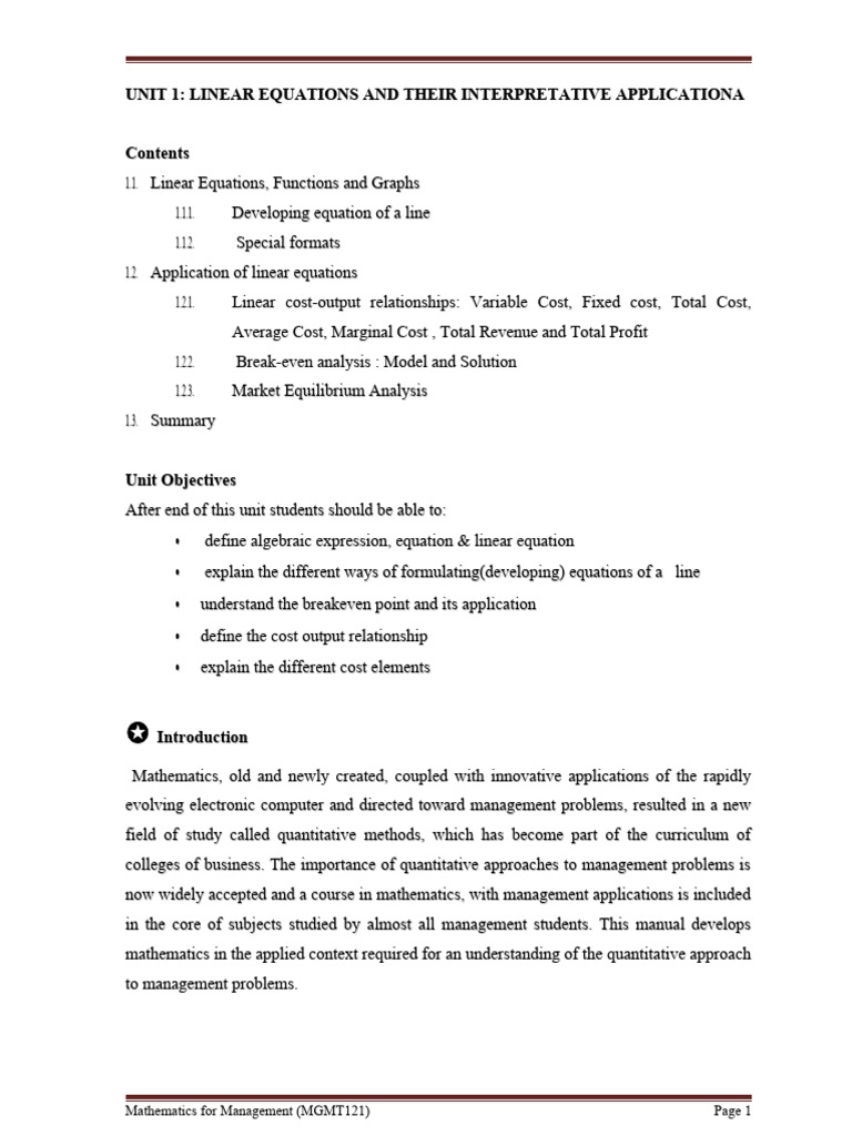 All Units Mathematics For Management | PDF | Economic Equilibrium ...