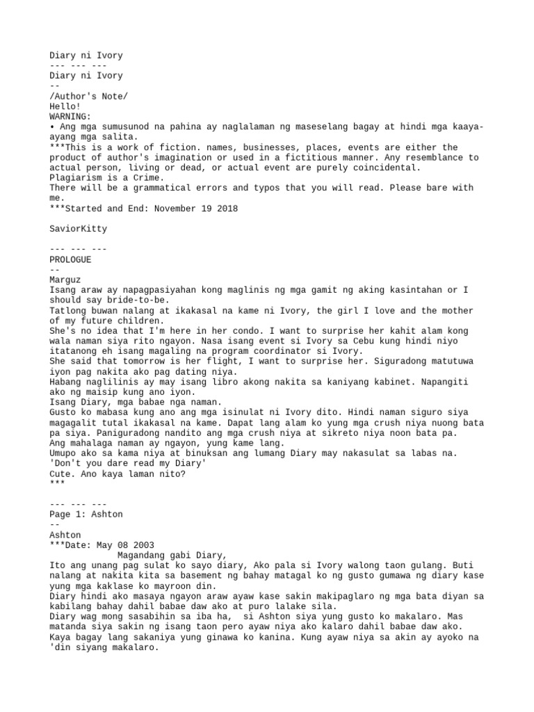 Diary Ni Ivory by SaviorKitty | PDF