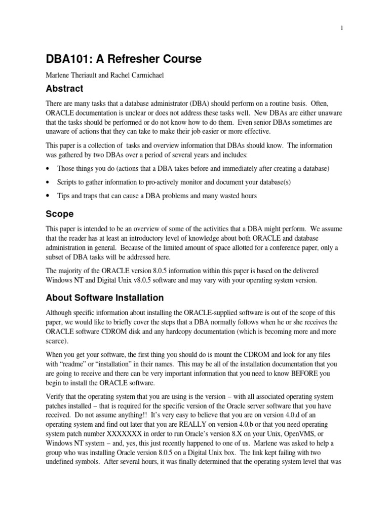 Dba 101 | Download Free PDF | Databases | Database Index Dba 101 | Download Free PDF | Databases | Database Index