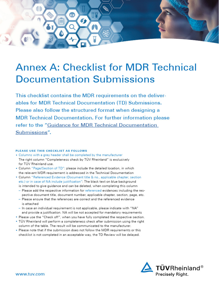 MDR Technical Documentation Checklist | PDF | Packaging And Labeling ...