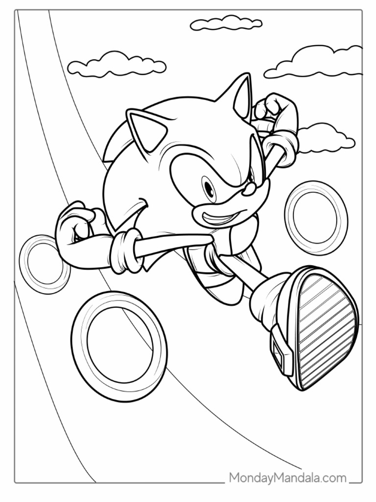 Sonic Running Through Rings Coloring Sheet | PDF