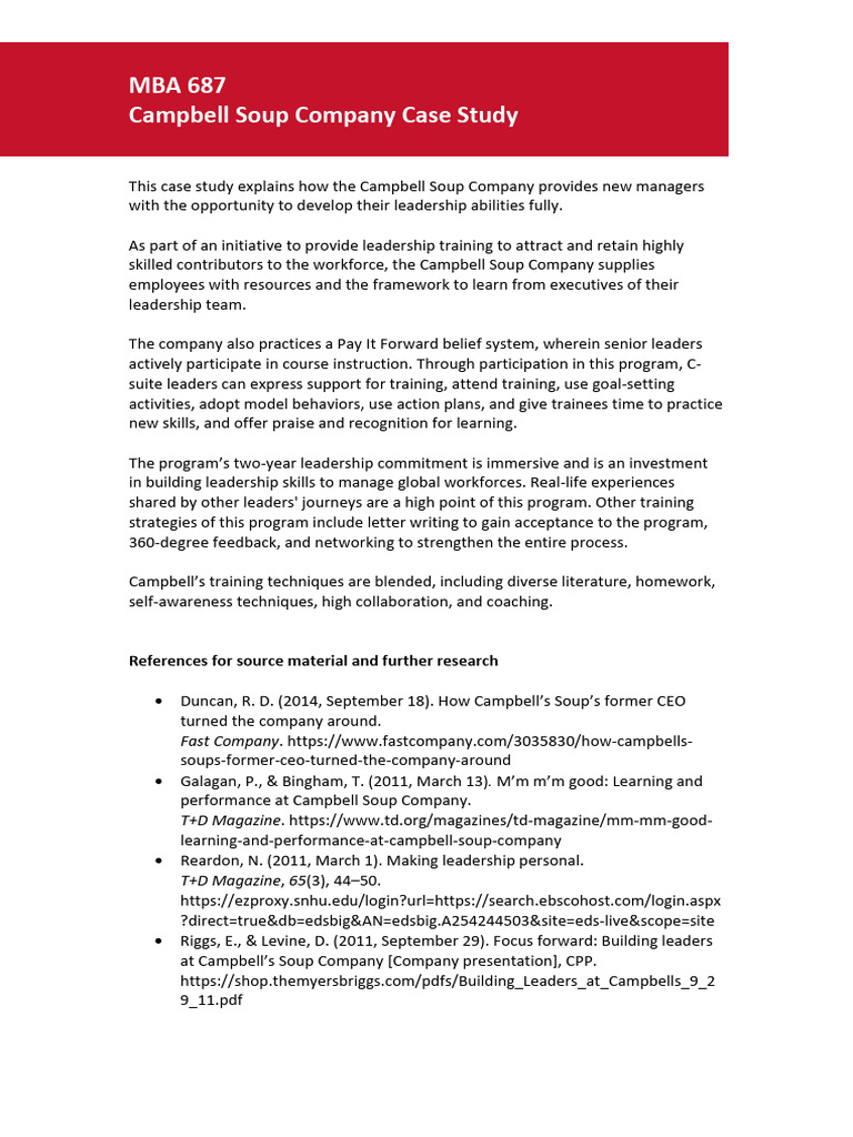 Campbell Soup Company Case Study | PDF