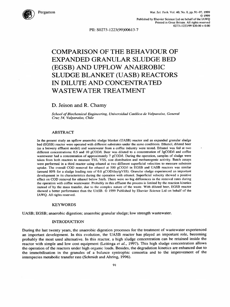 Comparison of The Behaviour of Expanded Granular Sludge Bed (EGSB) and ...