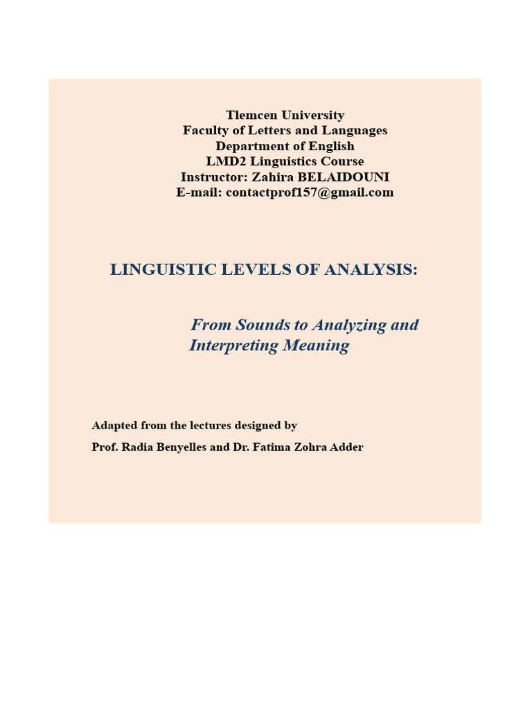Levels of Analysis | PDF | Word | Phrase