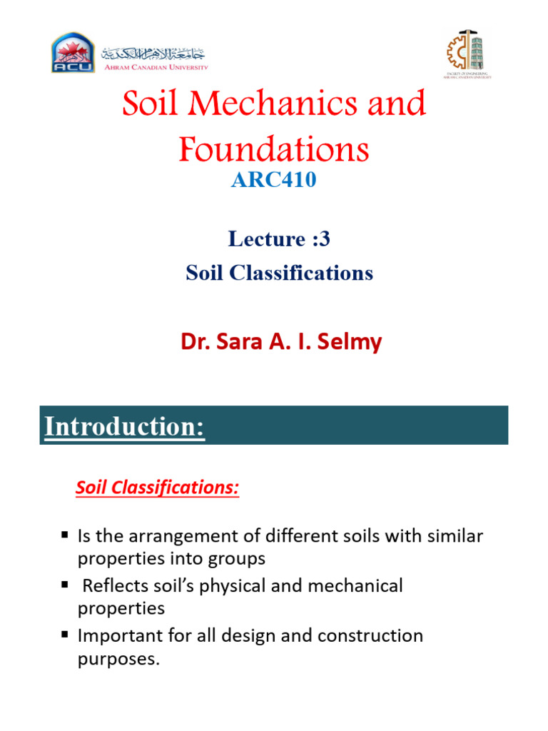 Lecture 3 Soil Classifications Part 1 | PDF | Silt | Sand