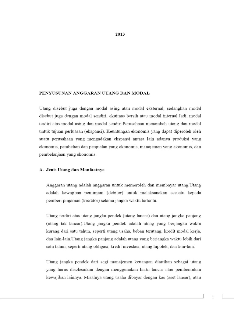 PENYUSUNAN ANGGARAN UTANG DAN MODAL - PDF Free Download-Pages-2-17 | PDF