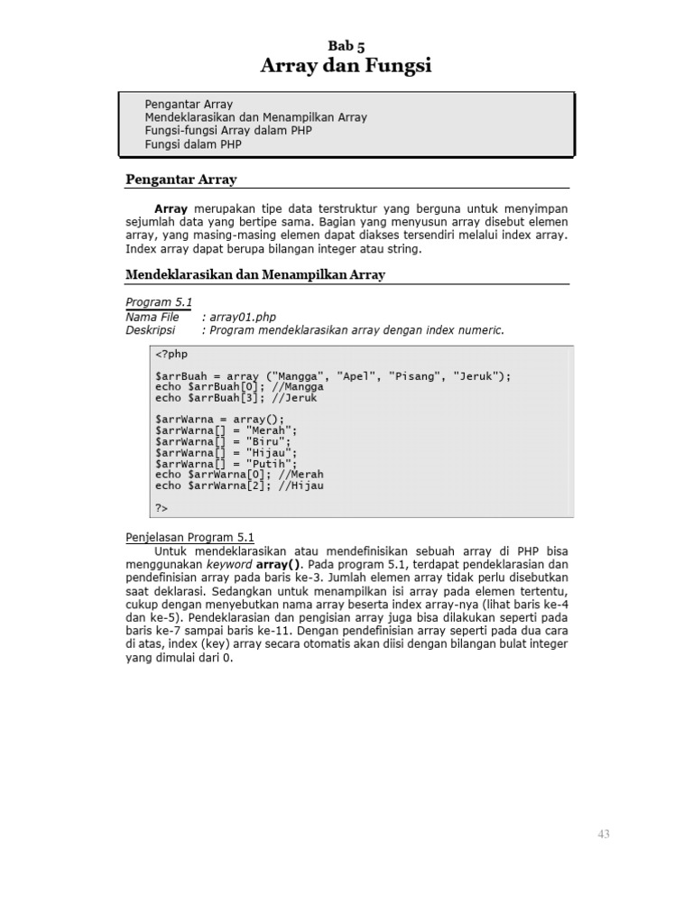 Bab 5 Array Dan Fungsi | PDF