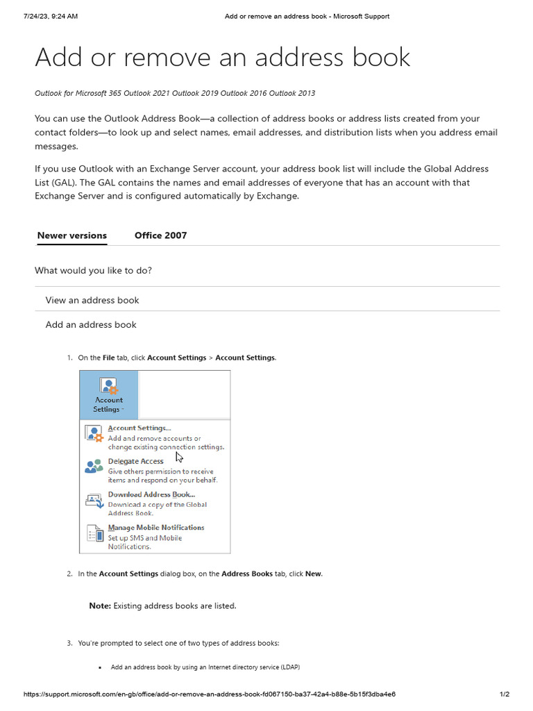 Managing Address Books in Outlook | PDF | Microsoft Outlook | System ...