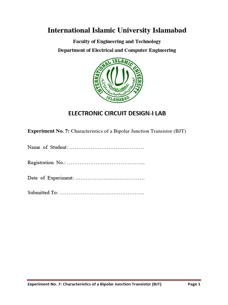 BJT Lab Experiment | PDF | Bipolar Junction Transistor | Transistor