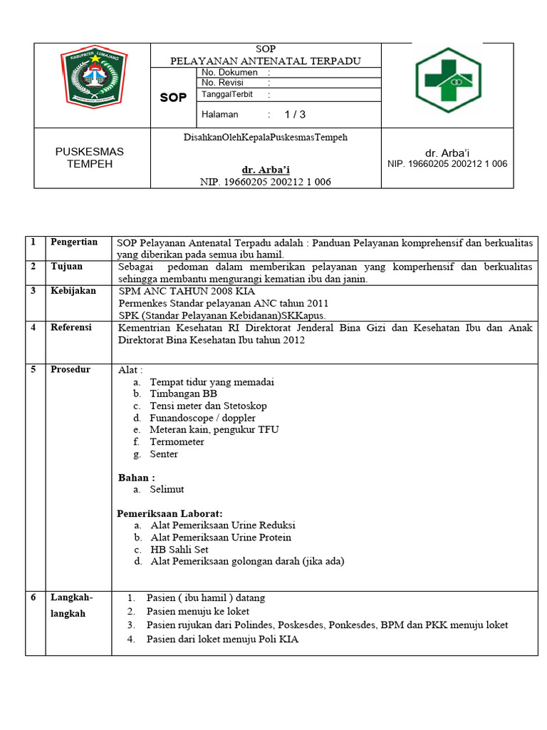 SOP ANC TERPADU | PDF