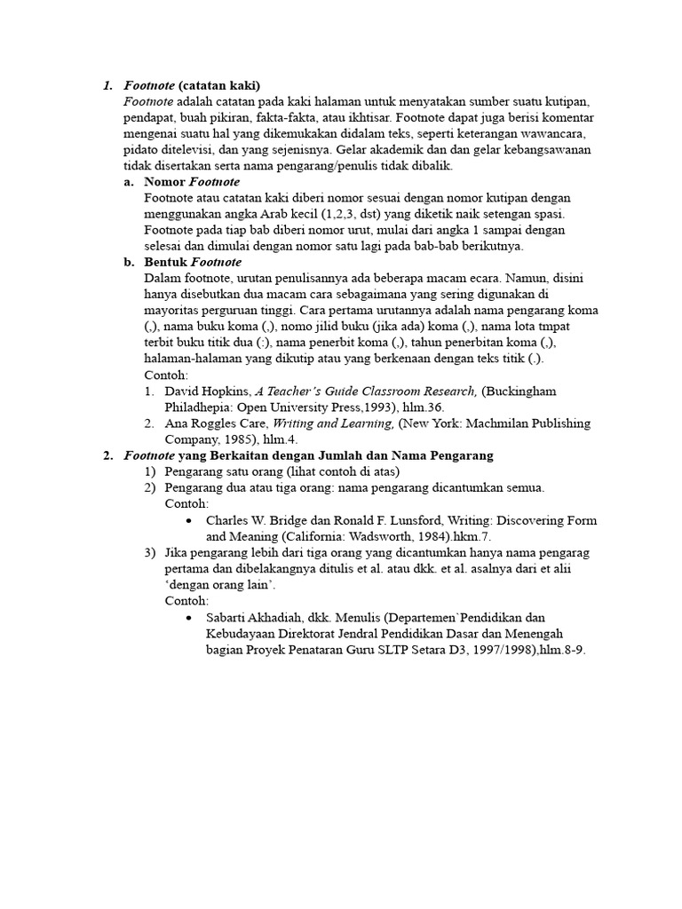 Footnote, Endnote, Dan Daftar Pustaka | PDF