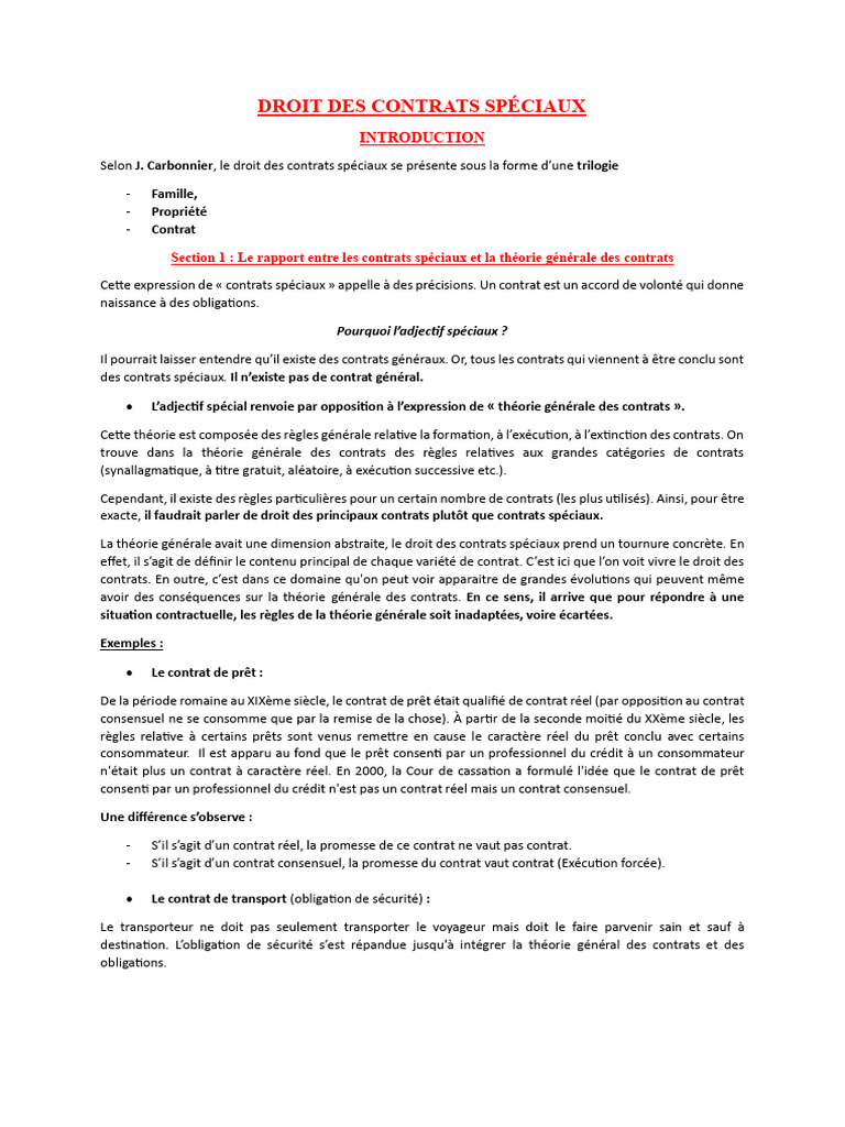Droit des Contrats Spéciaux | PDF | Transport | Droit des affaires