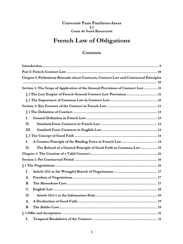 L2 French Law of Obligations Contents | PDF | Legal Liability | Justice