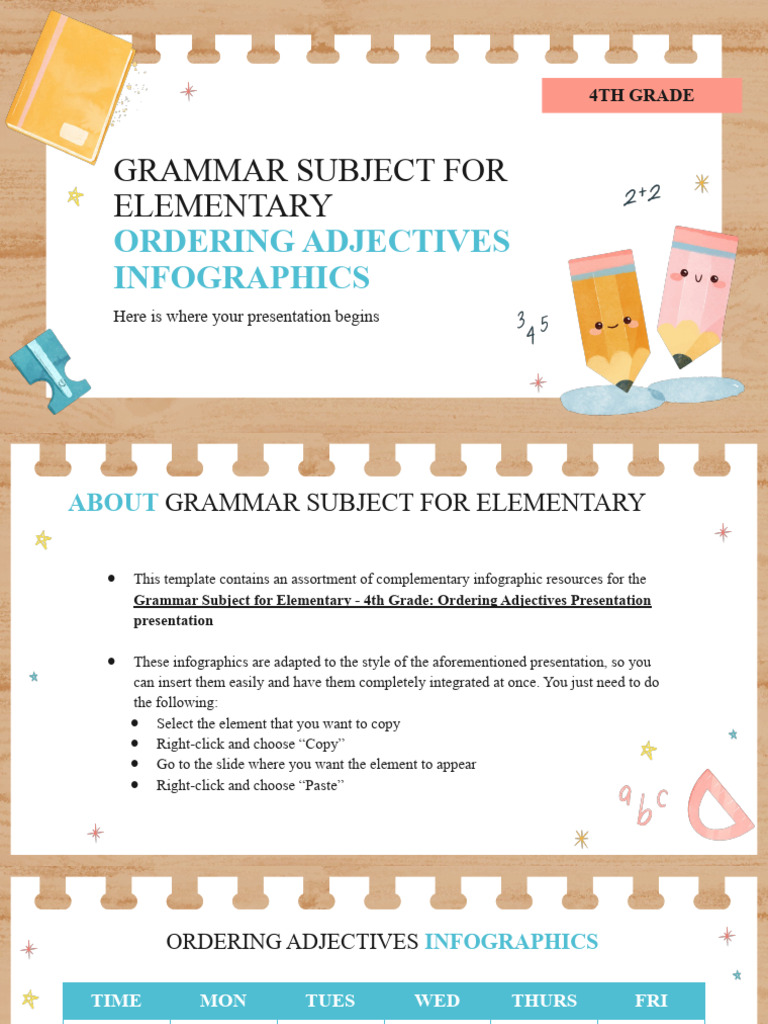 Grammar Subject For Elementary - 4th Grade - Ordering Adjectives ...