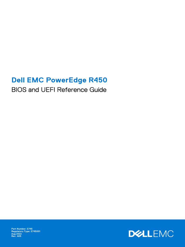 Dell EMC PowerEdge R450 BIOS and UEFI Reference Guide | PDF | Bios ...