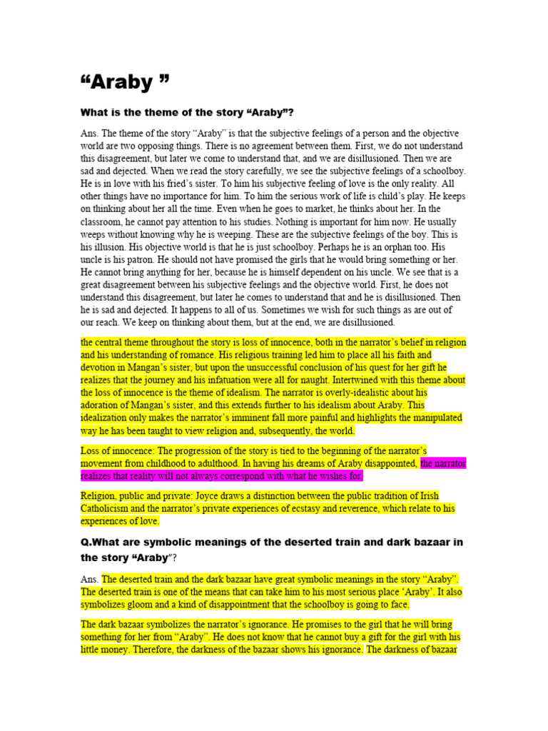 Araby | PDF | Narration