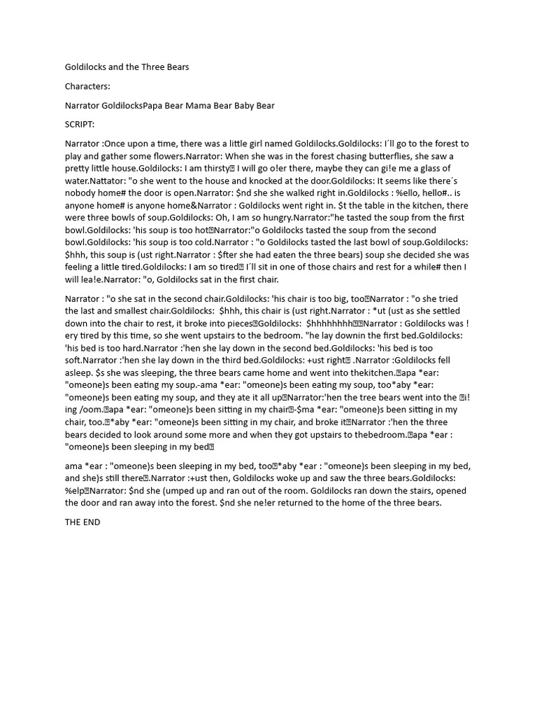 Goldilocks | PDF | Goldilocks And The Three Bears | European Fairy Tales