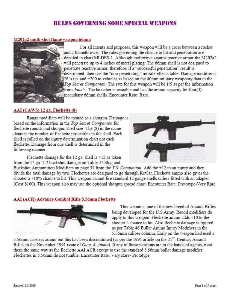 Special Weapons Rules | PDF | Shotgun | Ammunition