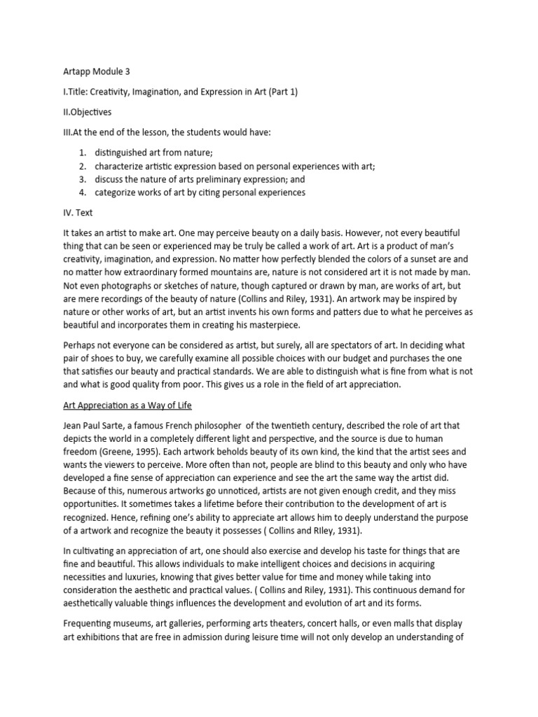 Artapp Module 3 | PDF | Beauty | Imagination