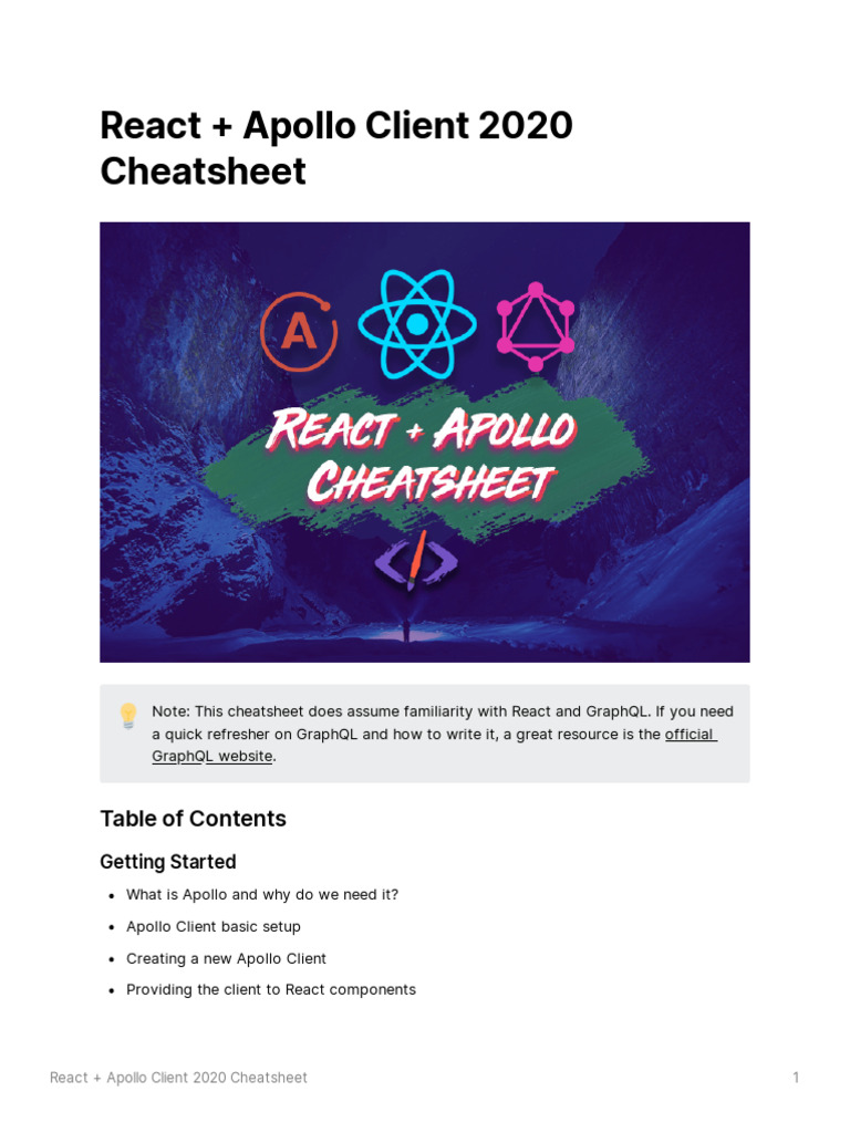 The_React_Apollo_Cheatsheet | PDF | Cache (Computing) | Java Script