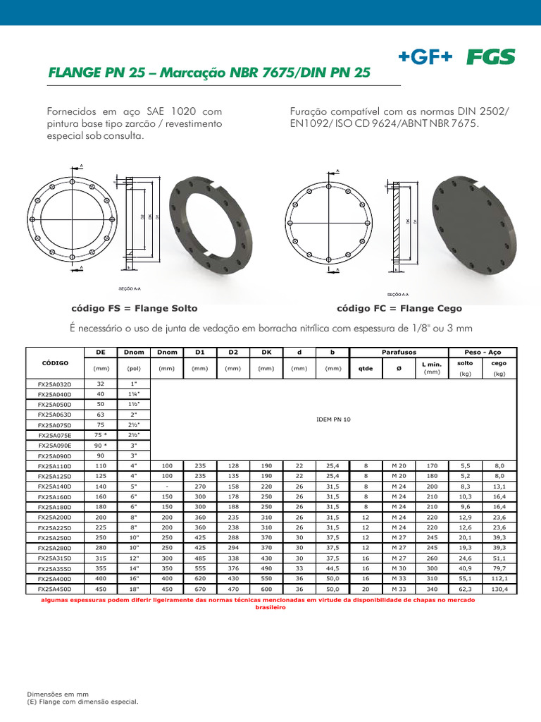 Catalogo Flanges GF Fgs - 2021-Mai | PDF | Engenharia Mecânica | Encanamento