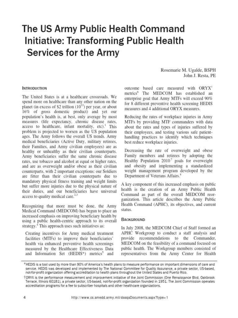 Army Public Health Command Overview | PDF | Health Care | Medicine